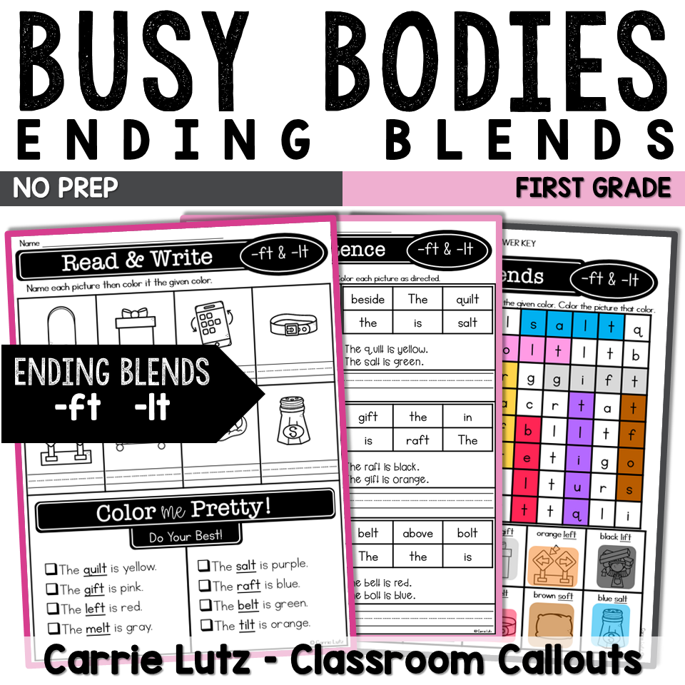 1st Grade Ending Blends No Prep Phonics Worksheets - Teaching Ideas ...