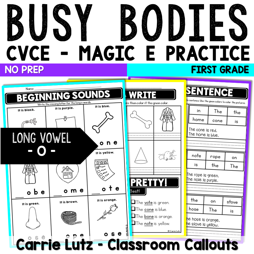 1st Grade Magic E Worksheets No Prep CVCe Long Vowels Practice ...