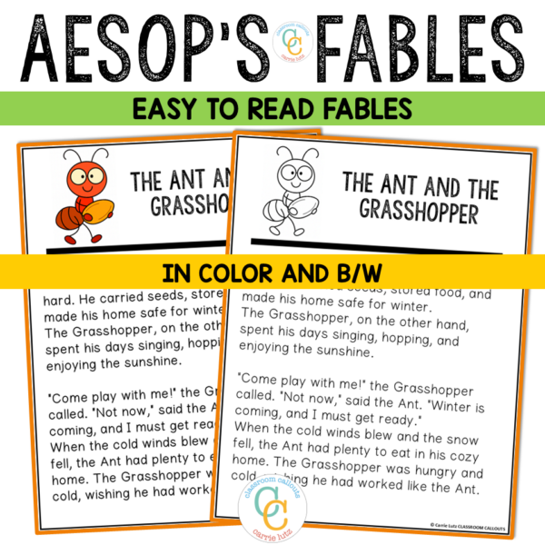 Aesop’s Fables Worksheets 1st 2nd Grade | Graphic Organizers - Teaching ...