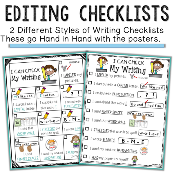 1st Grade Writing Checklists Posters Task Cards - Teaching Ideas Made Easy
