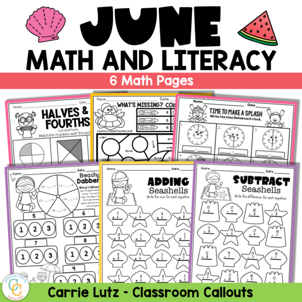 1st Grade June Math and Literacy No Prep - Teaching Ideas Made Easy