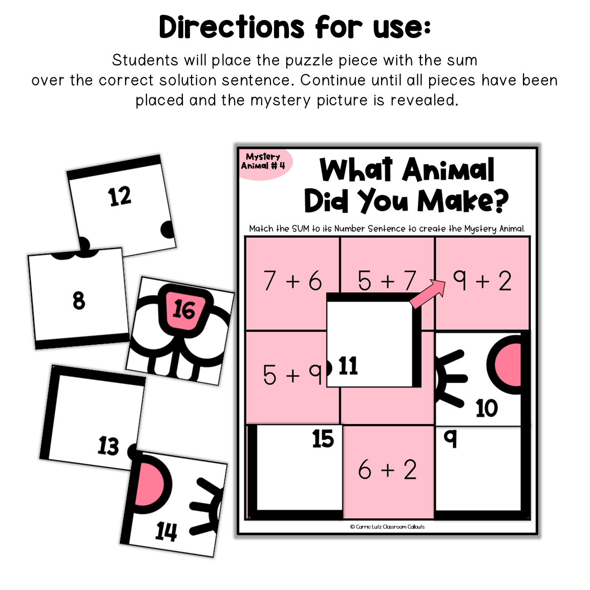 1st Grade Addition Mystery Picture Puzzles - Teaching Ideas Made Easy