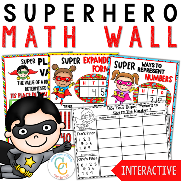 Superhero Math Wall | 1st Grade Place Value Activities - Teaching Ideas ...