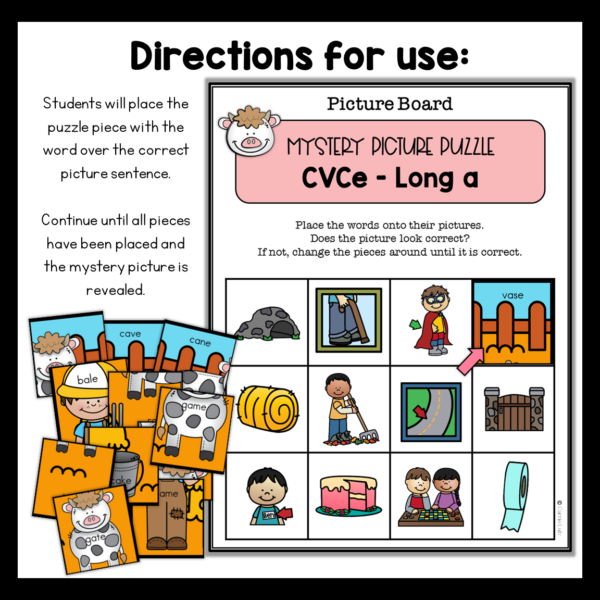 CVCe Phonics | Mystery Picture Puzzles 1st Grade - Teaching Ideas Made Easy