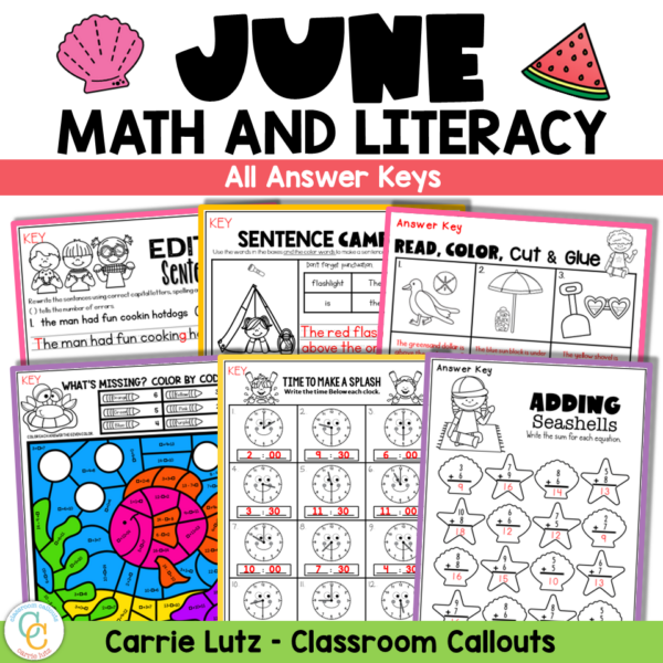 1st Grade June Math and Literacy No Prep - Teaching Ideas Made Easy
