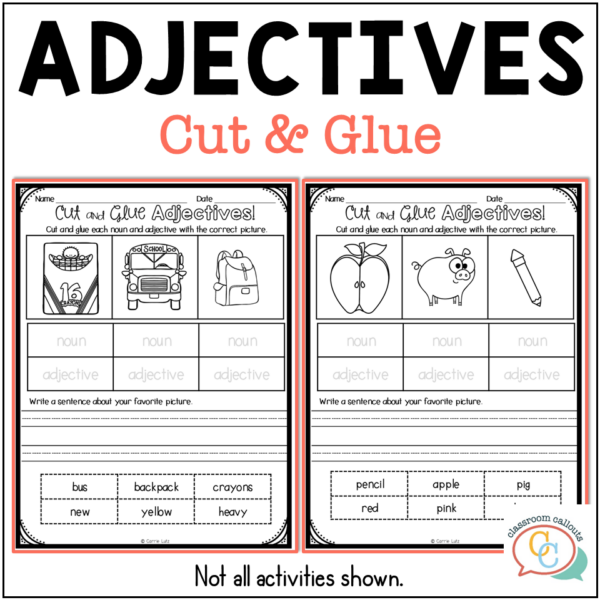 1st Grade Adjectives No Prep Worksheets - Teaching Ideas Made Easy
