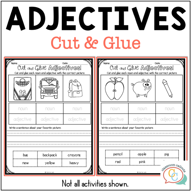 1st Grade Adjectives No Prep Worksheets - Teaching Ideas Made Easy