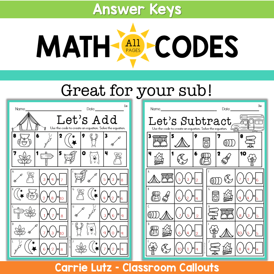 Crack the Code Math 1st Grade | Add Subtract within 20 - Teaching Ideas ...