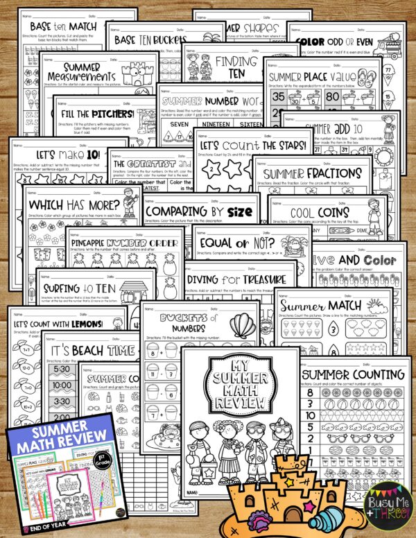 1st Grade End of Year Math Review No Prep Packet - Teaching Ideas Made Easy