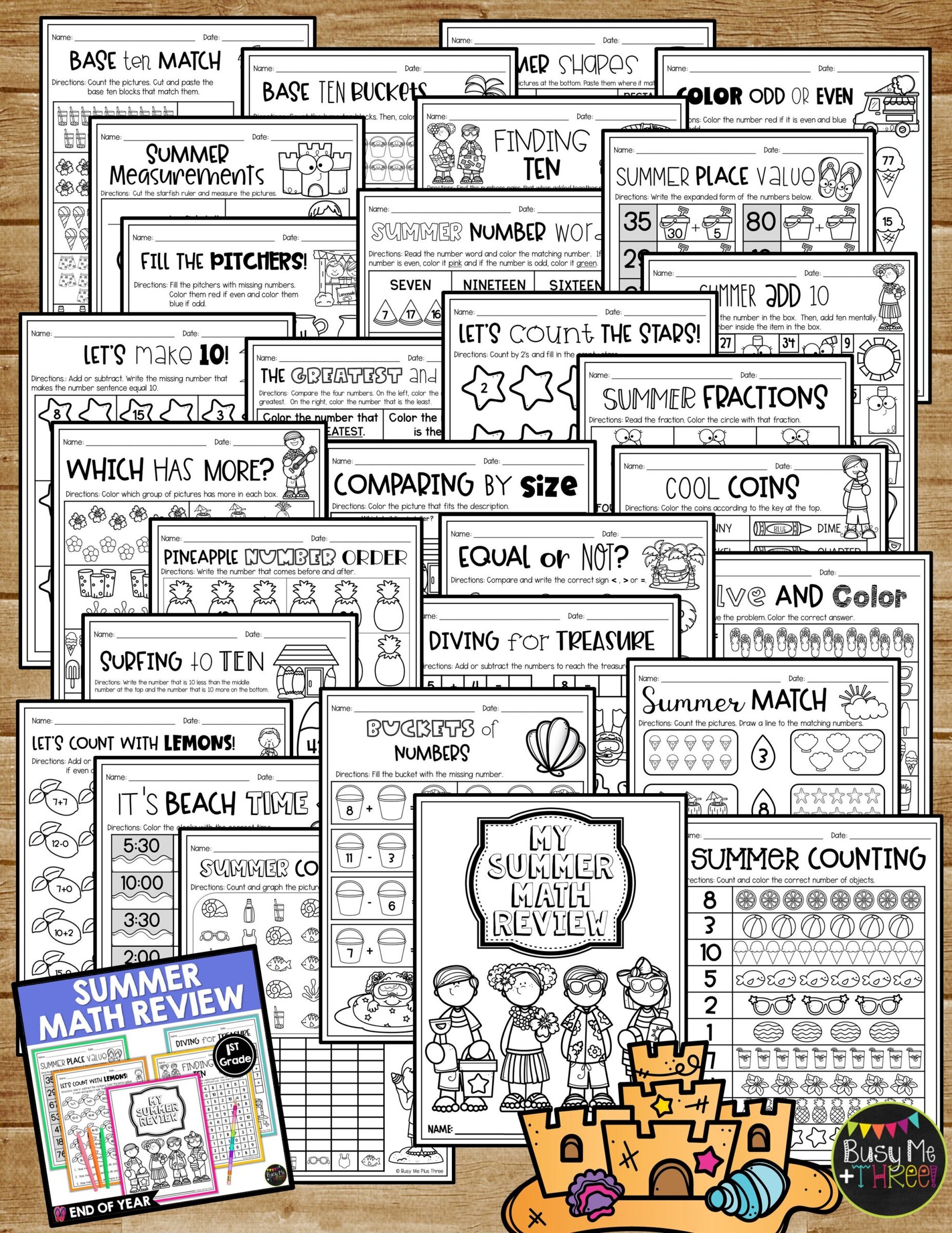 1st Grade End of Year Math Review No Prep Packet - Teaching Ideas Made Easy