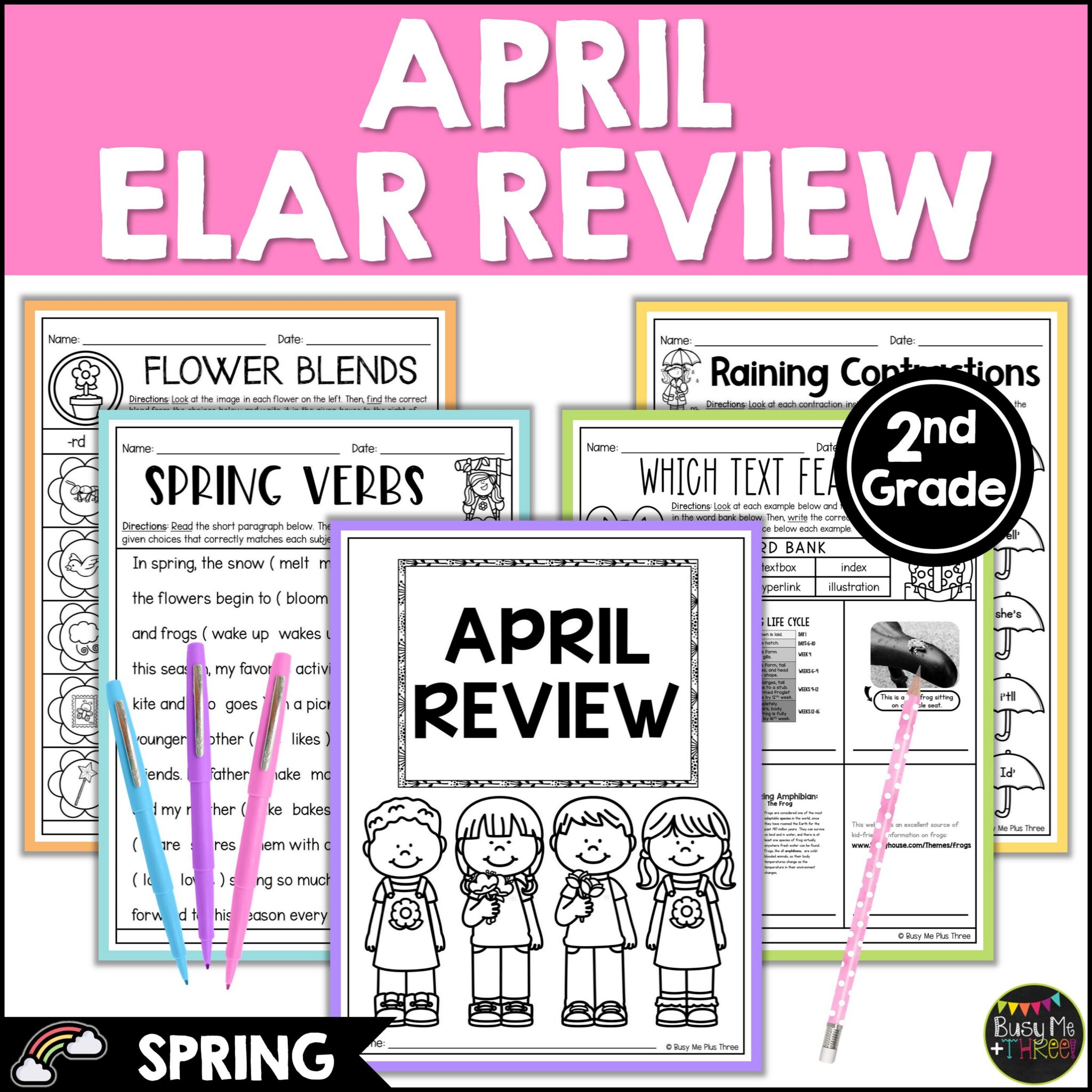 2nd Grade Spring ELA Review No Prep Worksheets April - Teaching Ideas ...