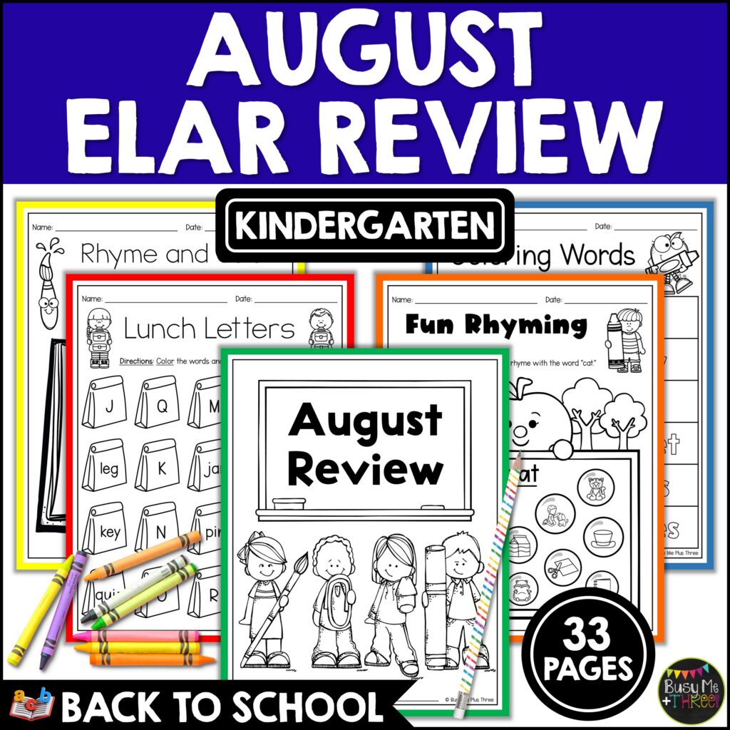 Kindergarten ELA Review No Prep Back to School - Teaching Ideas Made Easy