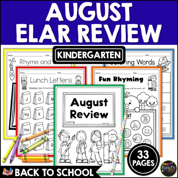 Kindergarten ELA Review No Prep Back to School - Teaching Ideas Made Easy
