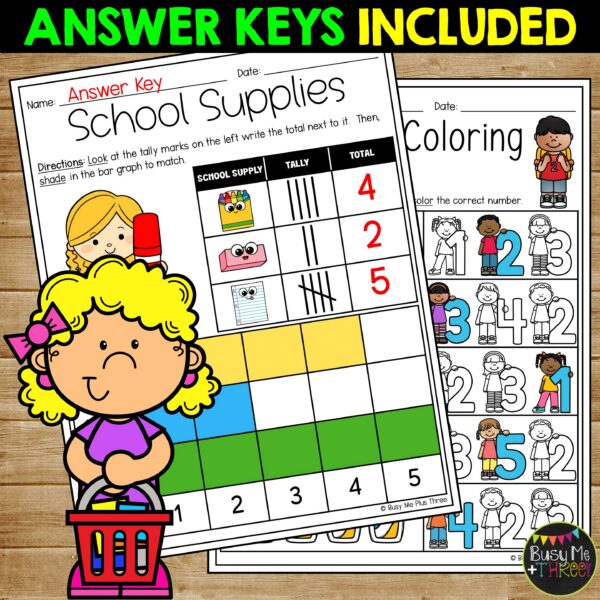 Kindergarten Back to School No Prep Math Review Worksheets - Teaching ...