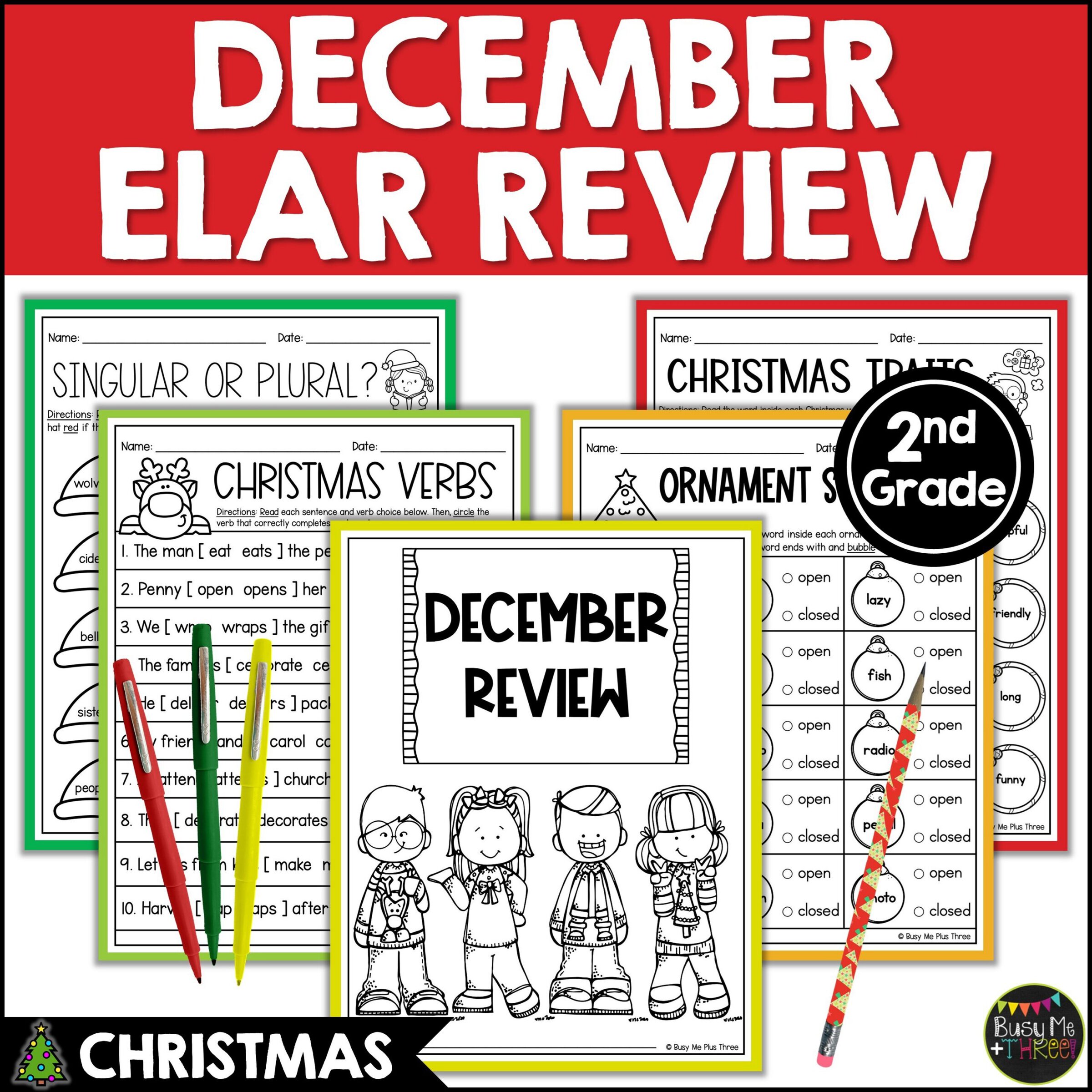 2nd Grade Christmas ELA Review No Prep Worksheets - Teaching Ideas Made ...
