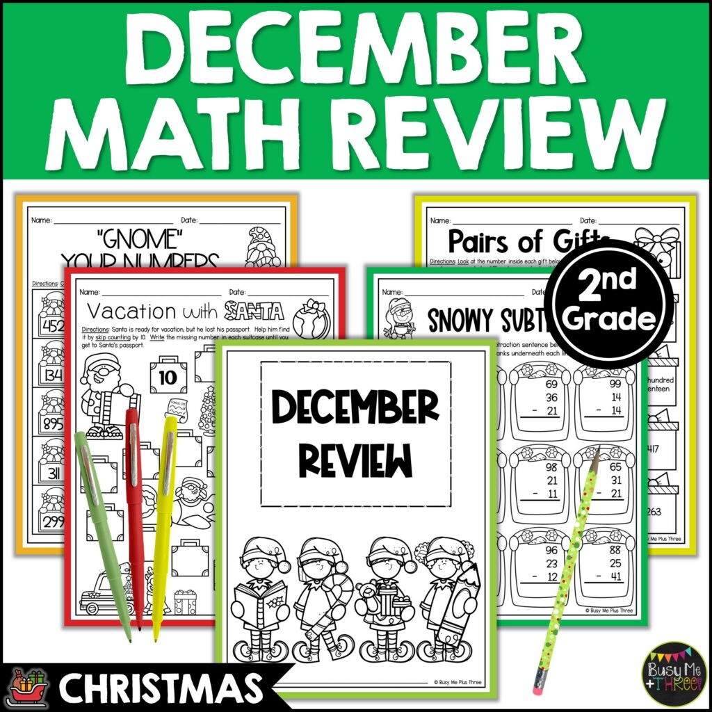 2nd Grade Christmas Math Review No Prep Worksheets - Teaching Ideas ...