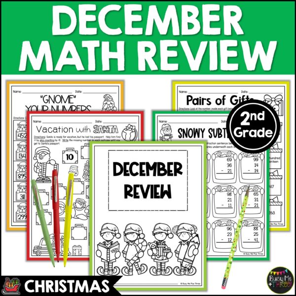 2nd Grade Christmas Math Review No Prep Worksheets - Teaching Ideas ...