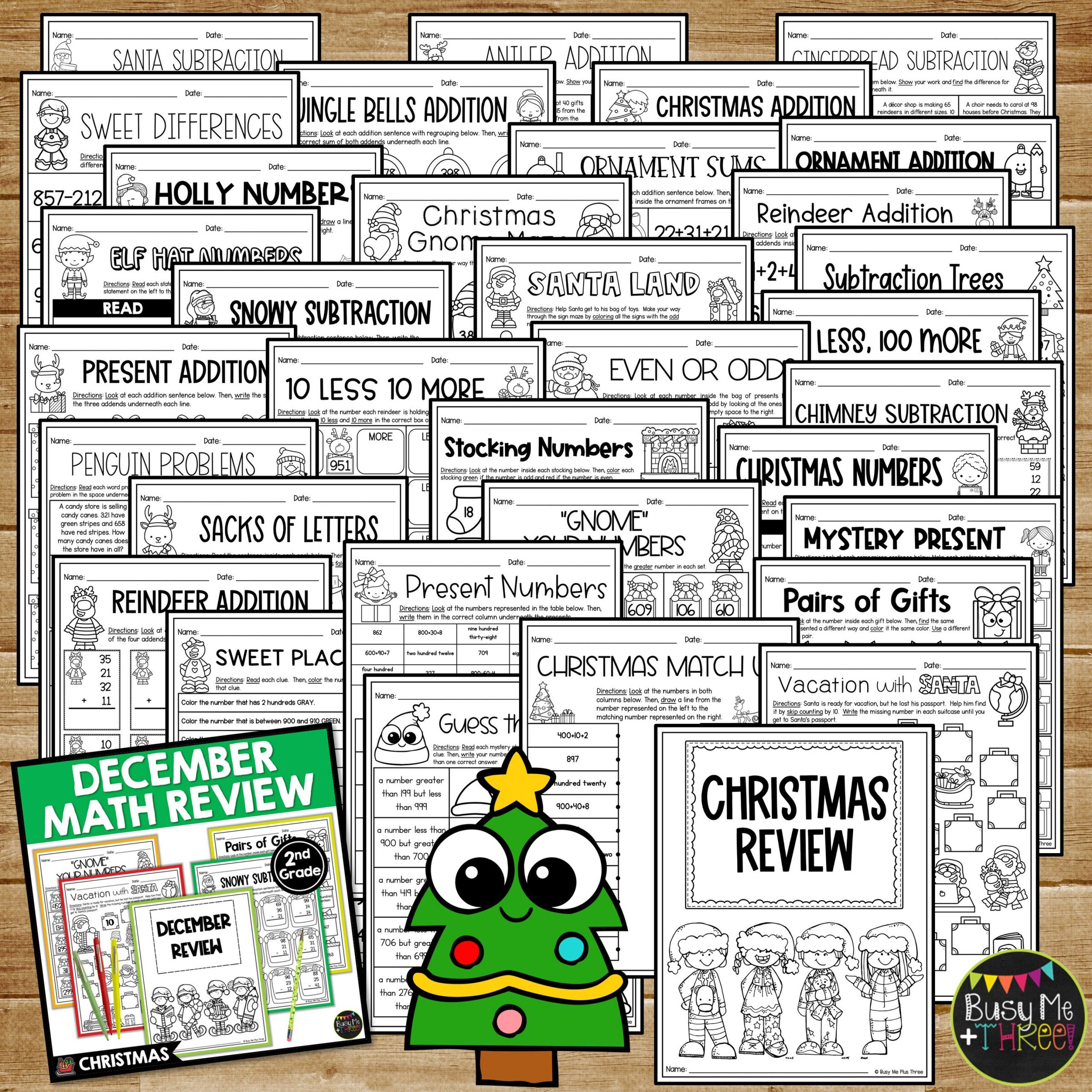 2nd Grade Christmas Math Review No Prep Worksheets - Teaching Ideas ...
