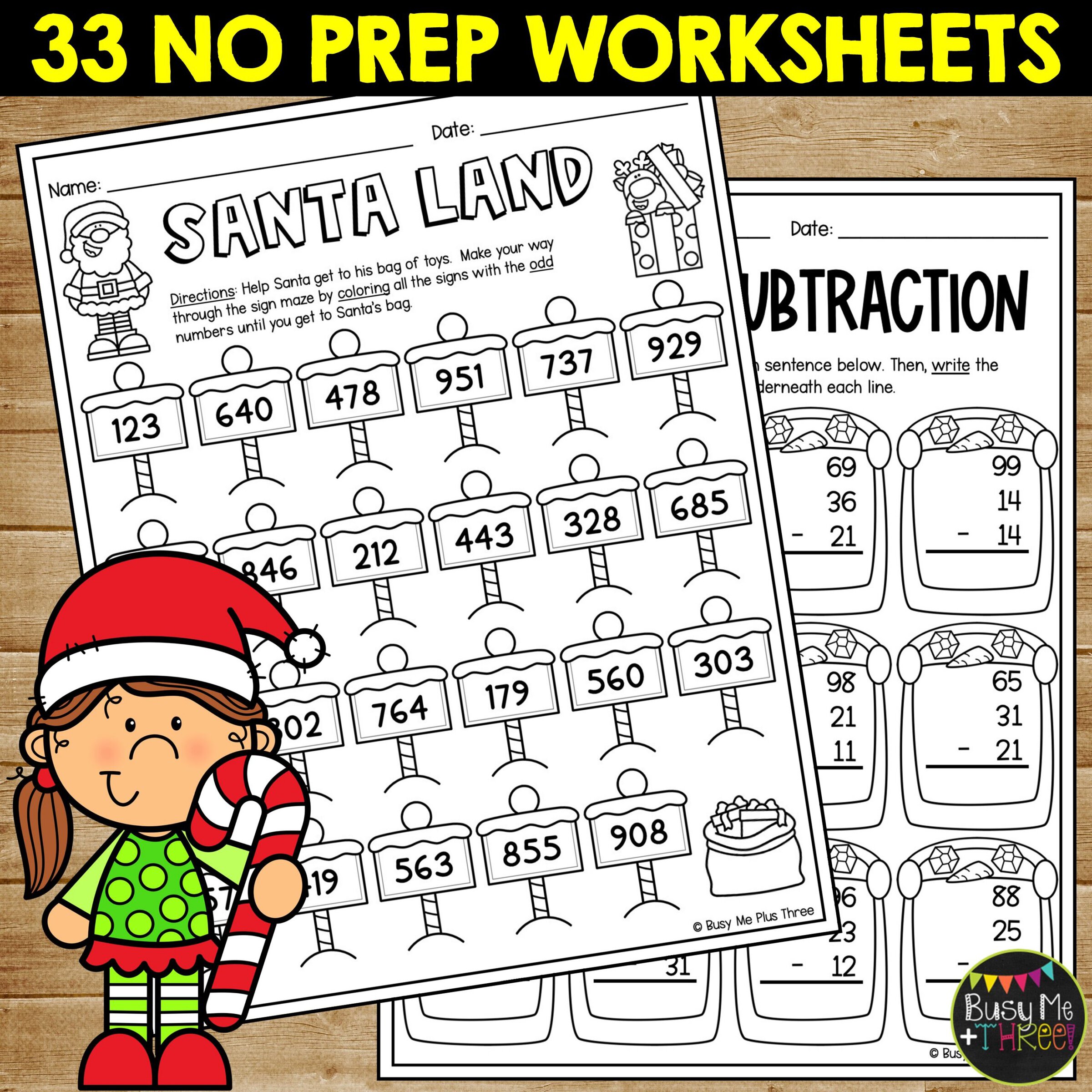2nd Grade Christmas Math Review No Prep Worksheets - Teaching Ideas ...
