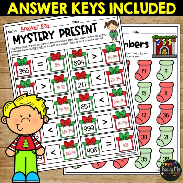 2nd Grade Christmas Math Review No Prep Worksheets - Teaching Ideas ...