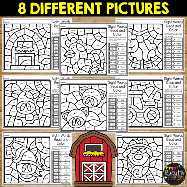 Farm Animals Color by Code Sight Words No Prep - Teaching Ideas Made Easy
