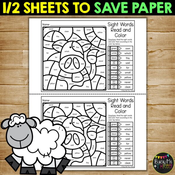 Farm Animals Color by Code Sight Words No Prep - Teaching Ideas Made Easy