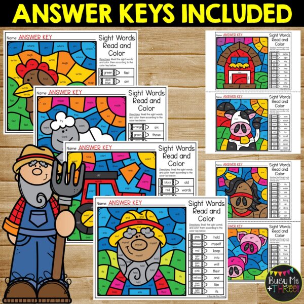 Farm Animals Color by Code Sight Words No Prep - Teaching Ideas Made Easy