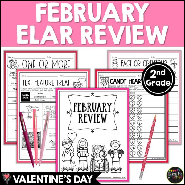 2nd Grade Valentine's Day ELA Review No Prep Printables - Teaching ...