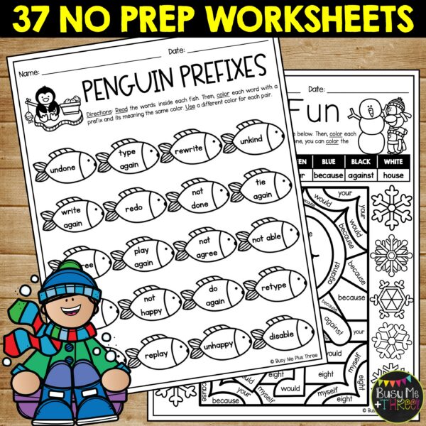 2nd Grade Winter No Prep ELA Printables - Teaching Ideas Made Easy
