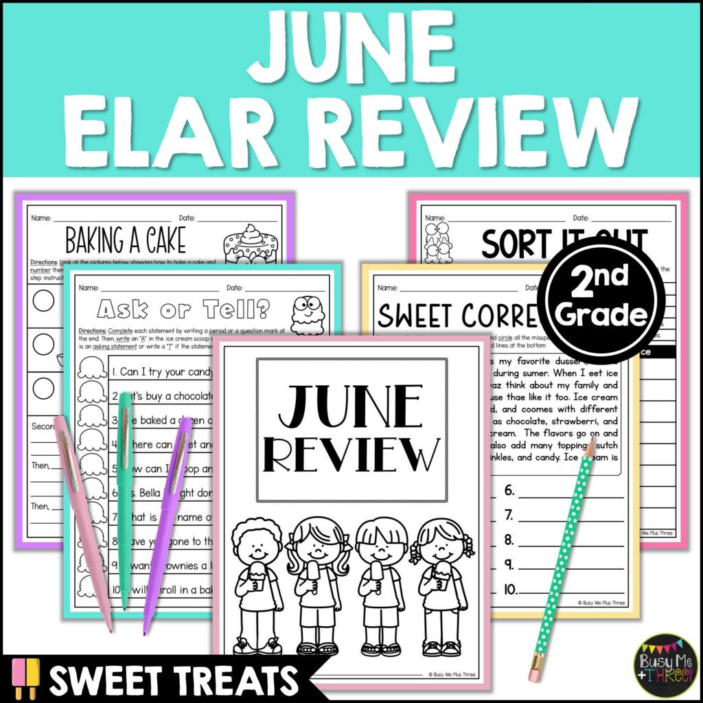 2nd Grade June ELA Review No Prep Sweet Treats Activities - Teaching ...