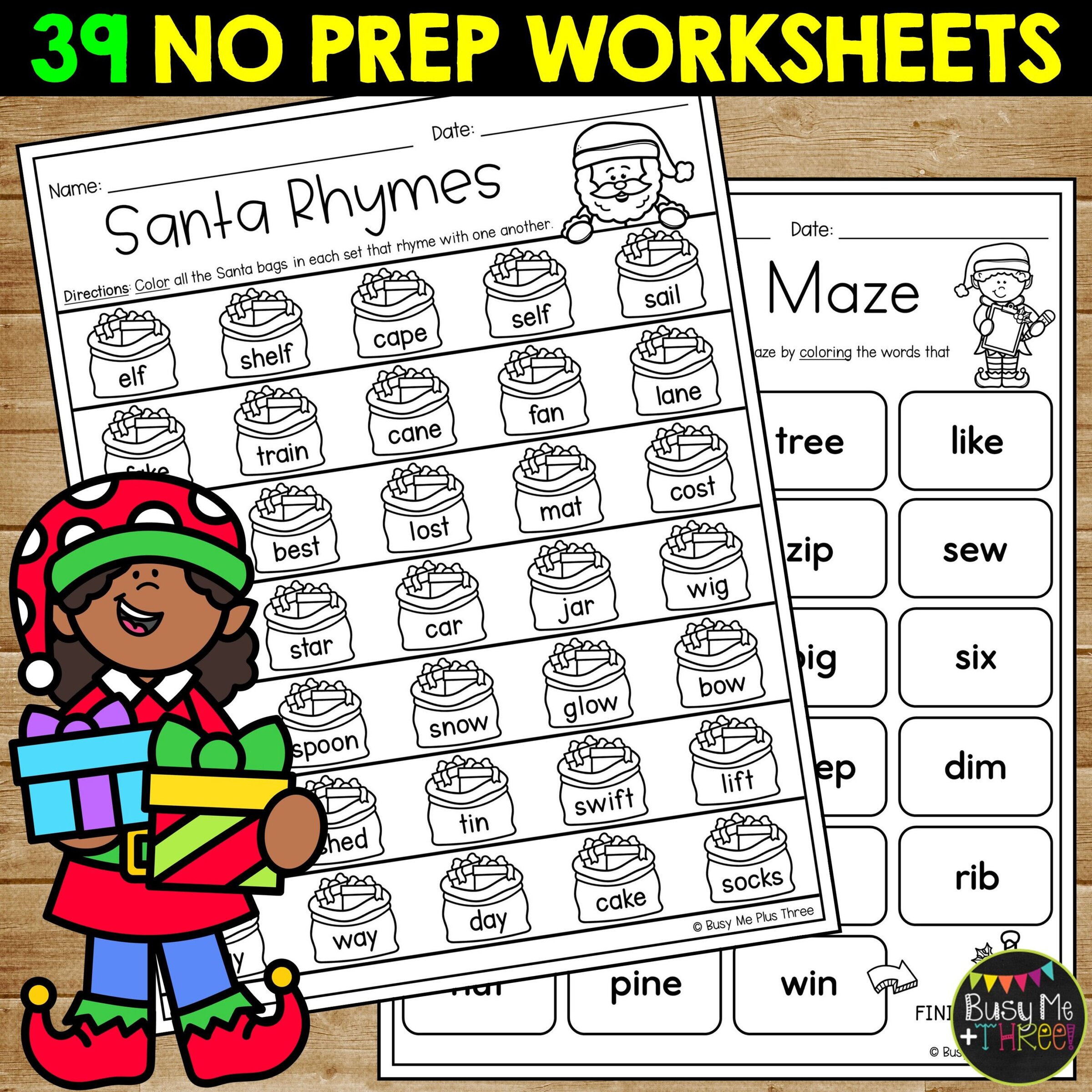 Kindergarten Christmas ELA Review No Prep Printables December ...