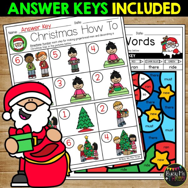 Kindergarten Christmas ELA Review No Prep Printables December ...