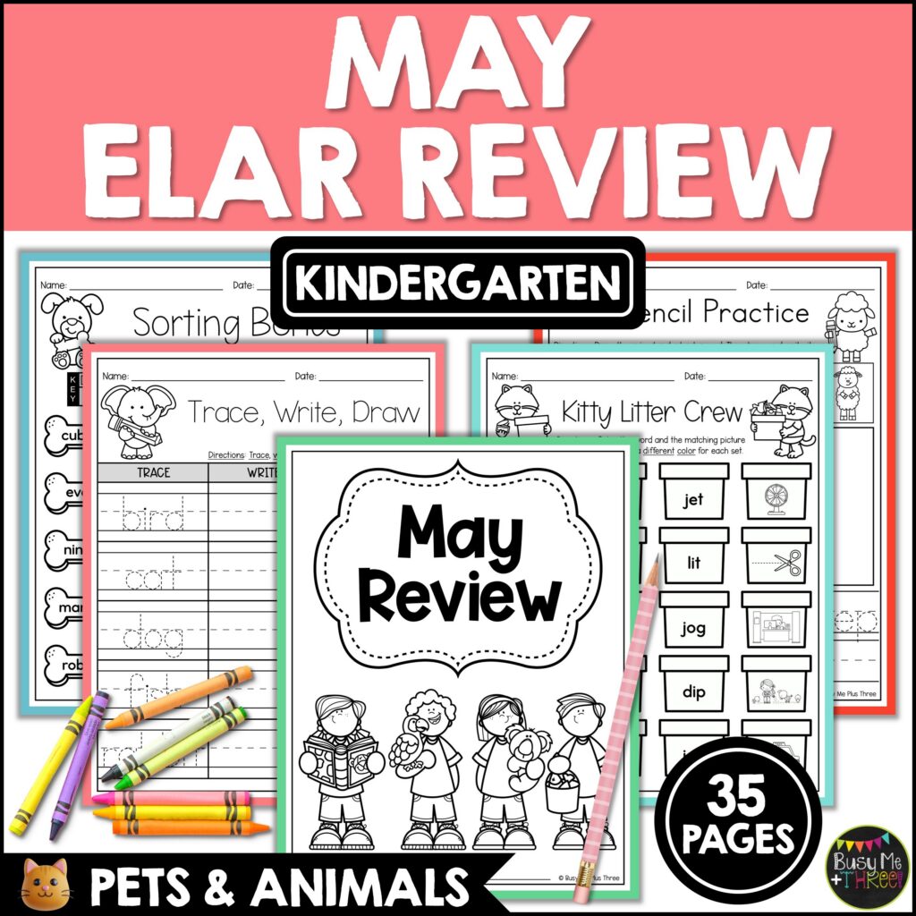 Kindergarten Pets ELA Review No Prep Worksheets May - Teaching Ideas ...