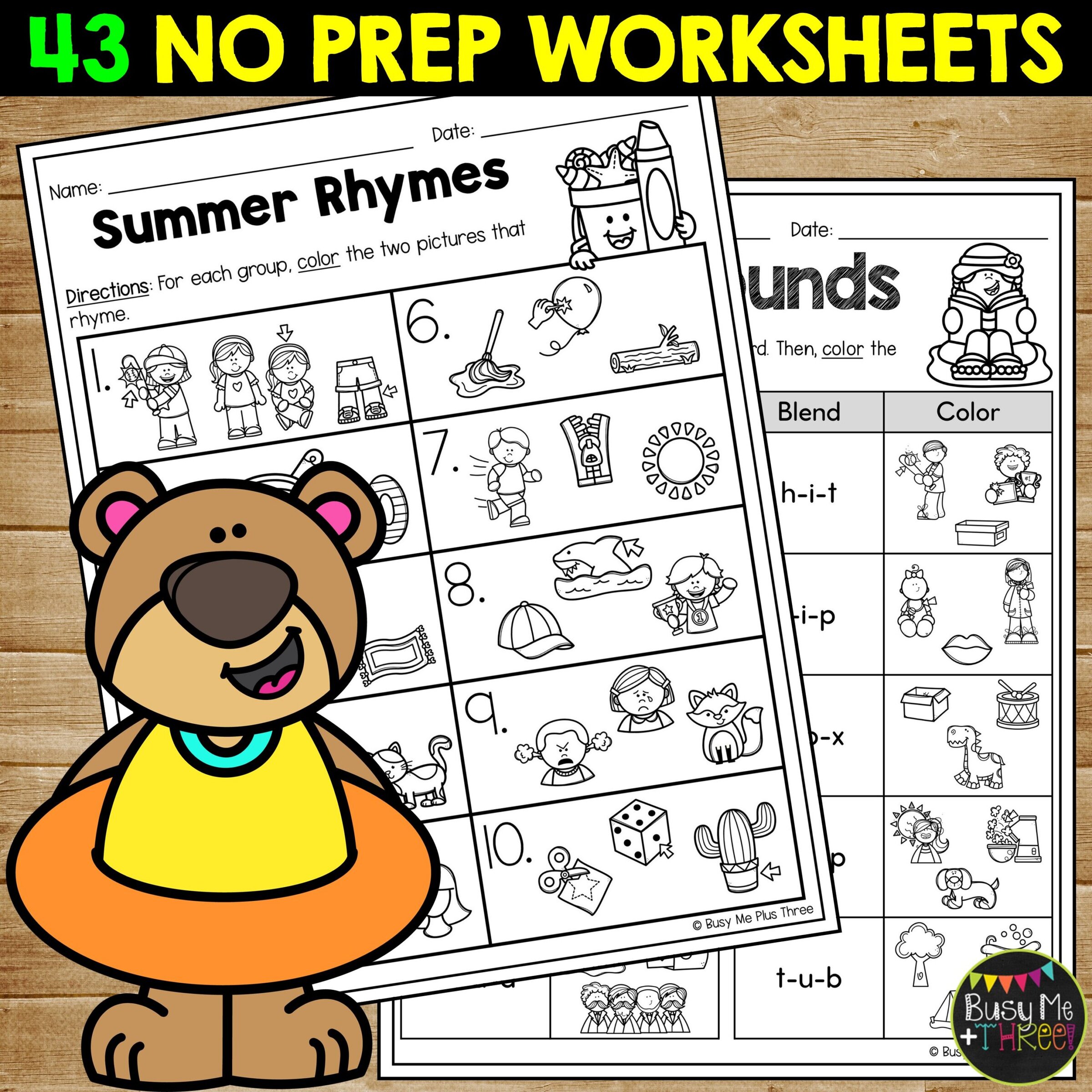 Kindergarten ELA Summer Review No Prep Worksheets - Teaching Ideas Made ...