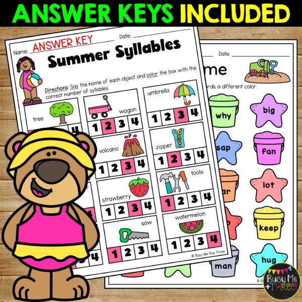 Kindergarten ELA Summer Review No Prep Worksheets - Teaching Ideas Made ...