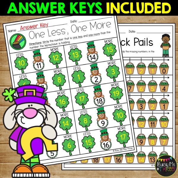 Kindergarten St. Patrick's Day Math Worksheets No Prep March Review ...