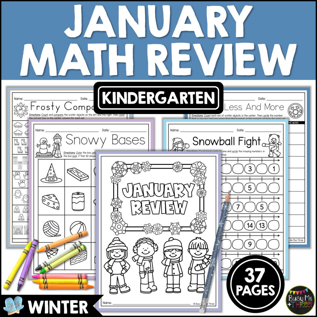 Kindergarten Winter Math No Prep Worksheets January February Review ...