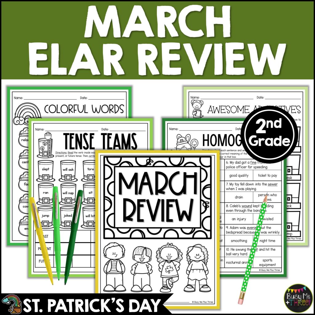 2nd Grade St. Patrick's Day ELA Review No Prep - Teaching Ideas Made Easy