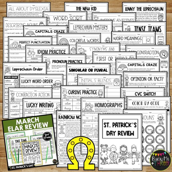 2nd Grade St. Patrick's Day ELA Review No Prep - Teaching Ideas Made Easy