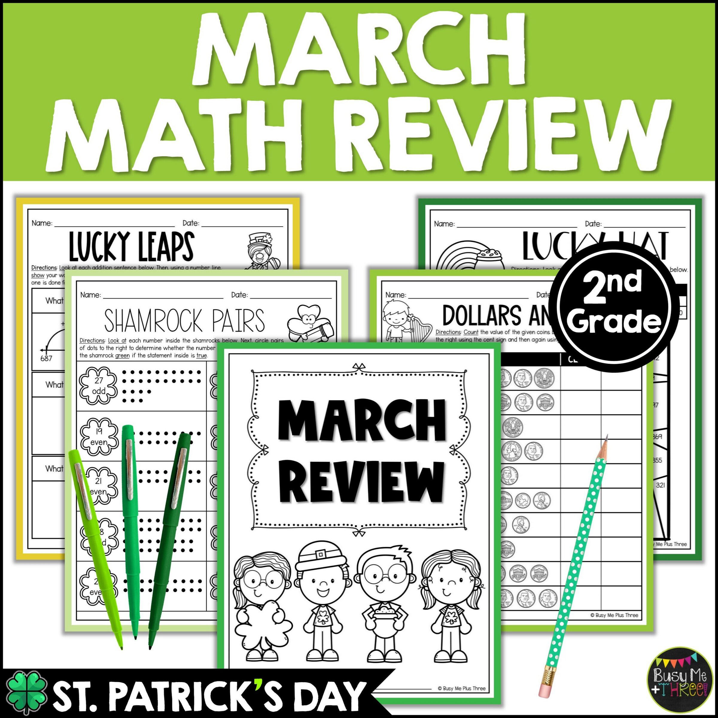 2nd Grade St. Patrick's Day Math Worksheets No Prep - Teaching Ideas ...