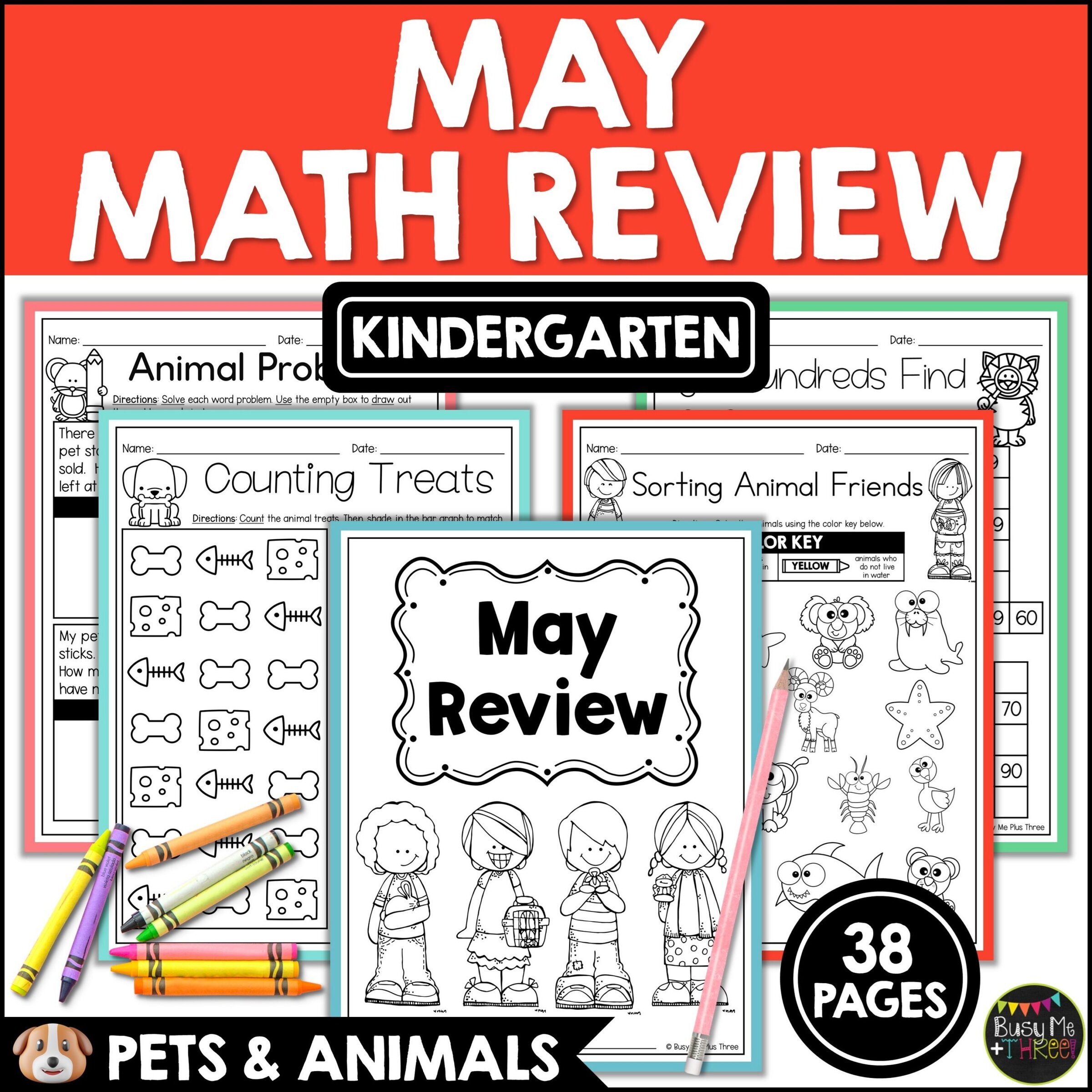 Kindergarten Pets Theme Math No Prep May Worksheets - Teaching Ideas ...