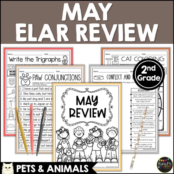 2nd Grade May Pets Animals ELA Review No Prep Printables - Teaching ...