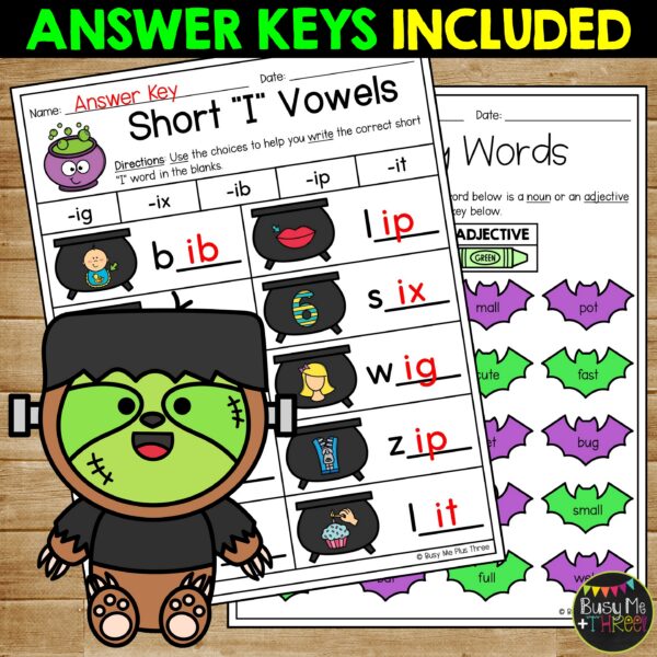 Kindergarten Halloween ELA Review No Prep October Worksheets - Teaching ...