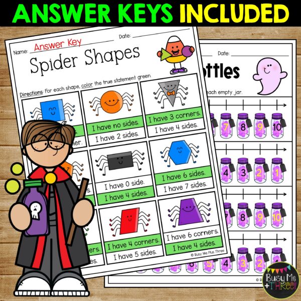 Kindergarten Halloween Math Worksheets No Prep October Review ...