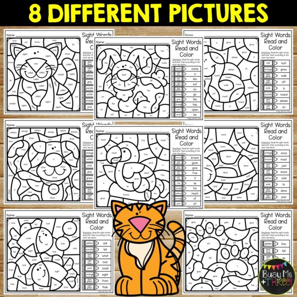 Pets Color by Code Sight Words K-2 No Prep - Teaching Ideas Made Easy