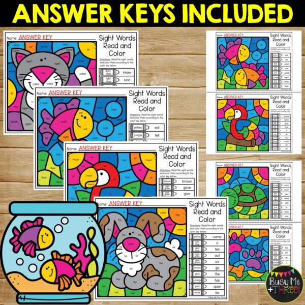 Pets Color by Code Sight Words K-2 No Prep - Teaching Ideas Made Easy