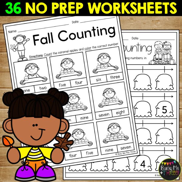 Kindergarten Fall Math Worksheets No Prep September Review - Teaching ...