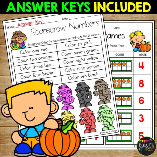Kindergarten Fall Math Worksheets No Prep September Review - Teaching ...