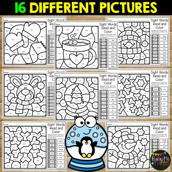 Winter Color by Code Sight Words No Prep Worksheets - Teaching Ideas ...