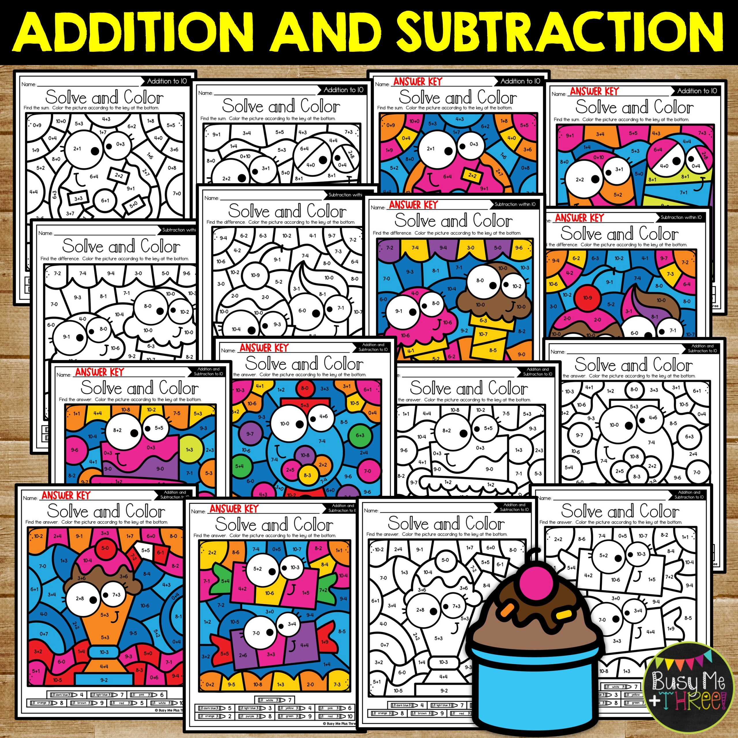 Sweet Treats Color by Code Math K-2 Worksheets - Teaching Ideas Made Easy